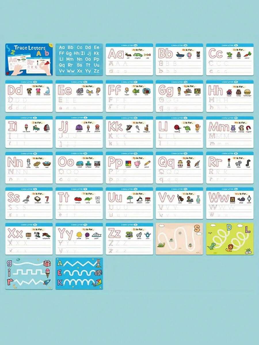 A5 Size Dry Erase Flash Cards With Letters, Words, And Numbers ...