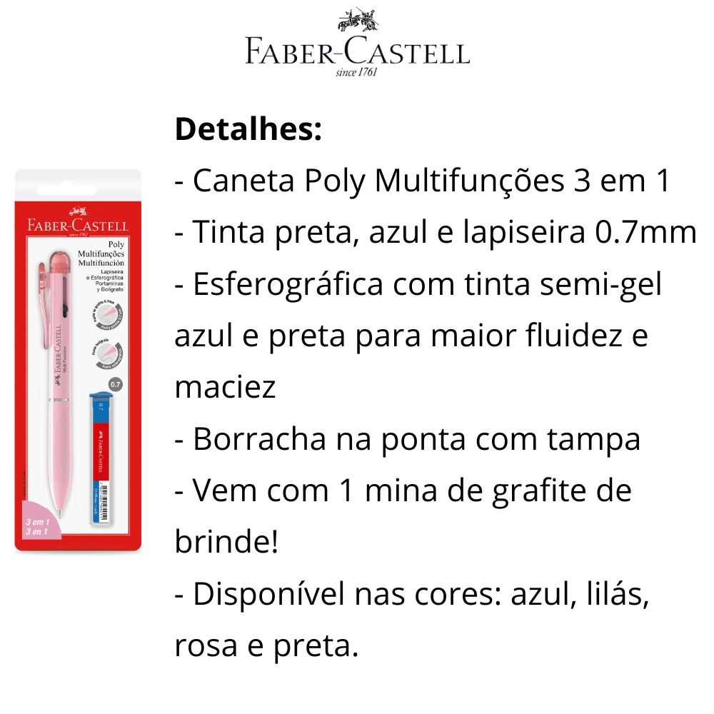 Faber Castell Poly Multifunction 3-In-1 Pen And Mechanical Pencil 0.7mm ...