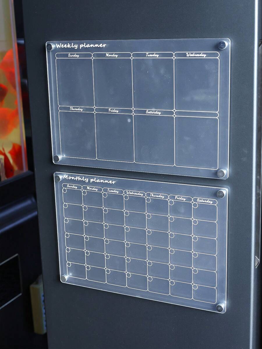 2 Packs Acrylic Fridge Magnet Magnetic Fridge Calendar Notepad Set With ...