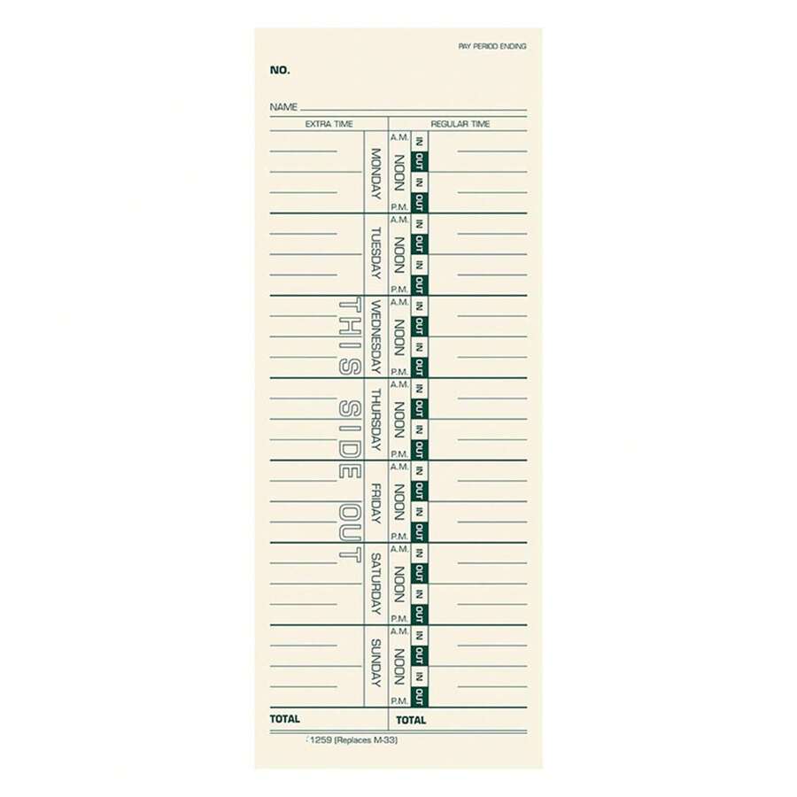 50 Sheets Employee Time Card, Time Cards For Employees - Heavy-Duty ...