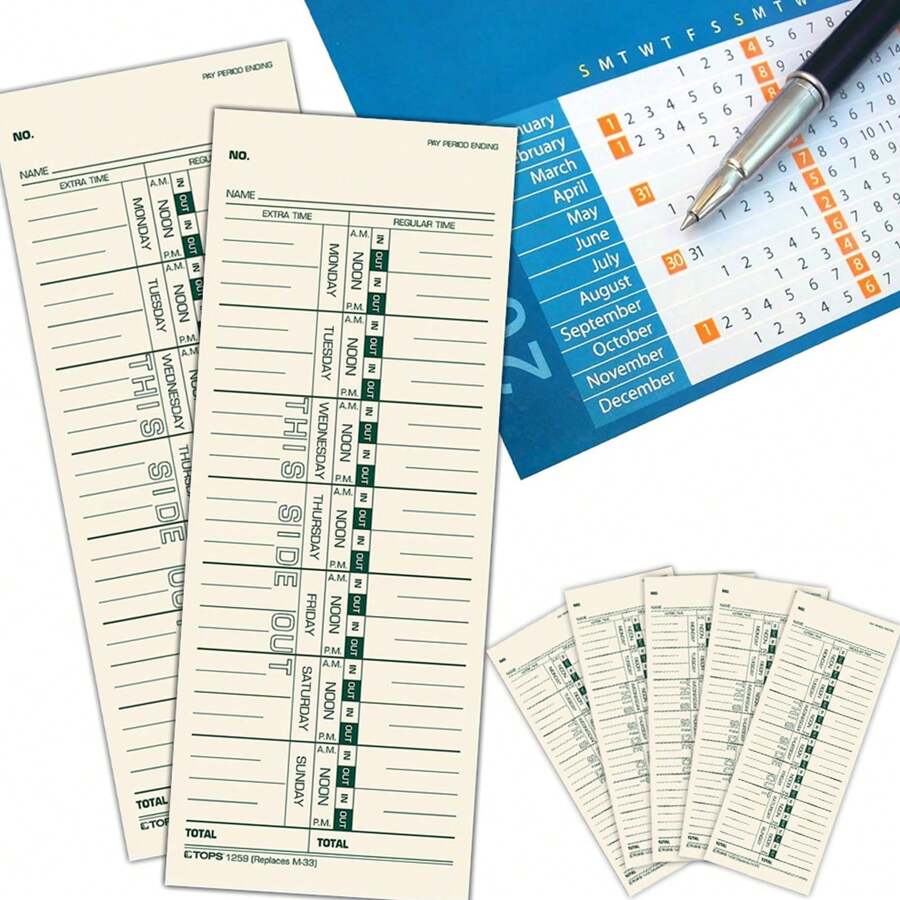 50 Sheets Employee Time Card,Durable Time Cards For Employees - Heavy ...