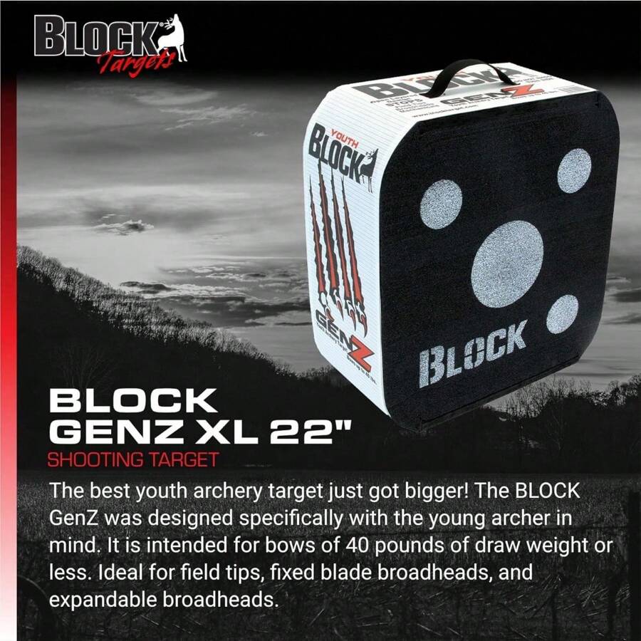 Block GenZ Youth Open Archery Arrow Target - Patented Open Layer Design, Easy Arrow Removal ...