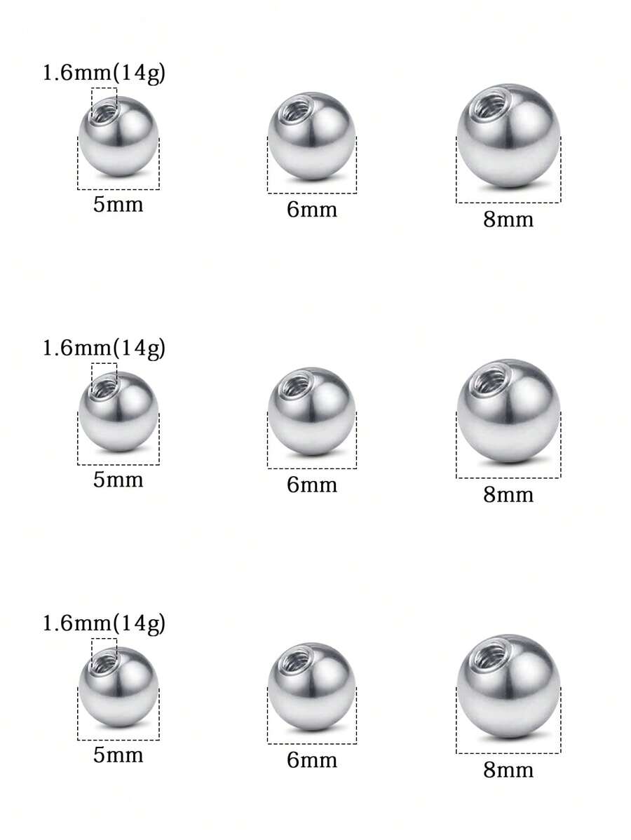 CIZME 14G 5mm-8mm Replacement Balls Piercing Balls Stainless Steel Piercing Barbell Parts For ...