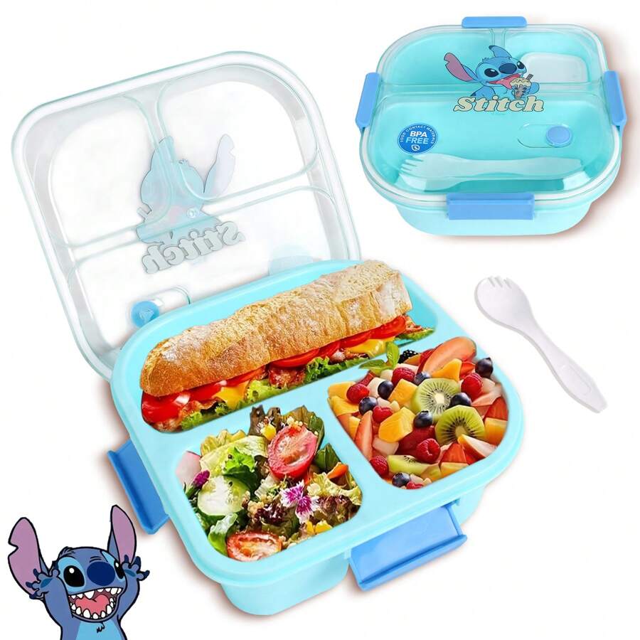 Miniso 1PC MINISO Disney Stitch Blue Plastic Multi Grid Bento Box ...
