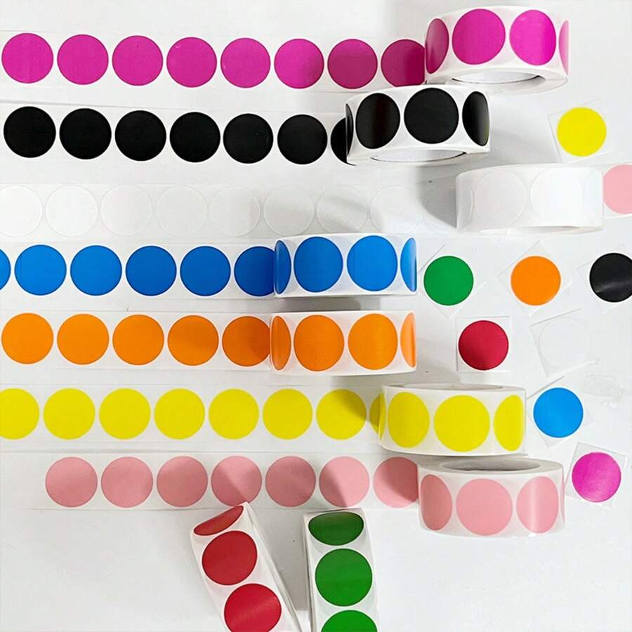 Colored Dot Copperplate Paper Label Roll Record Circular Sealing ...