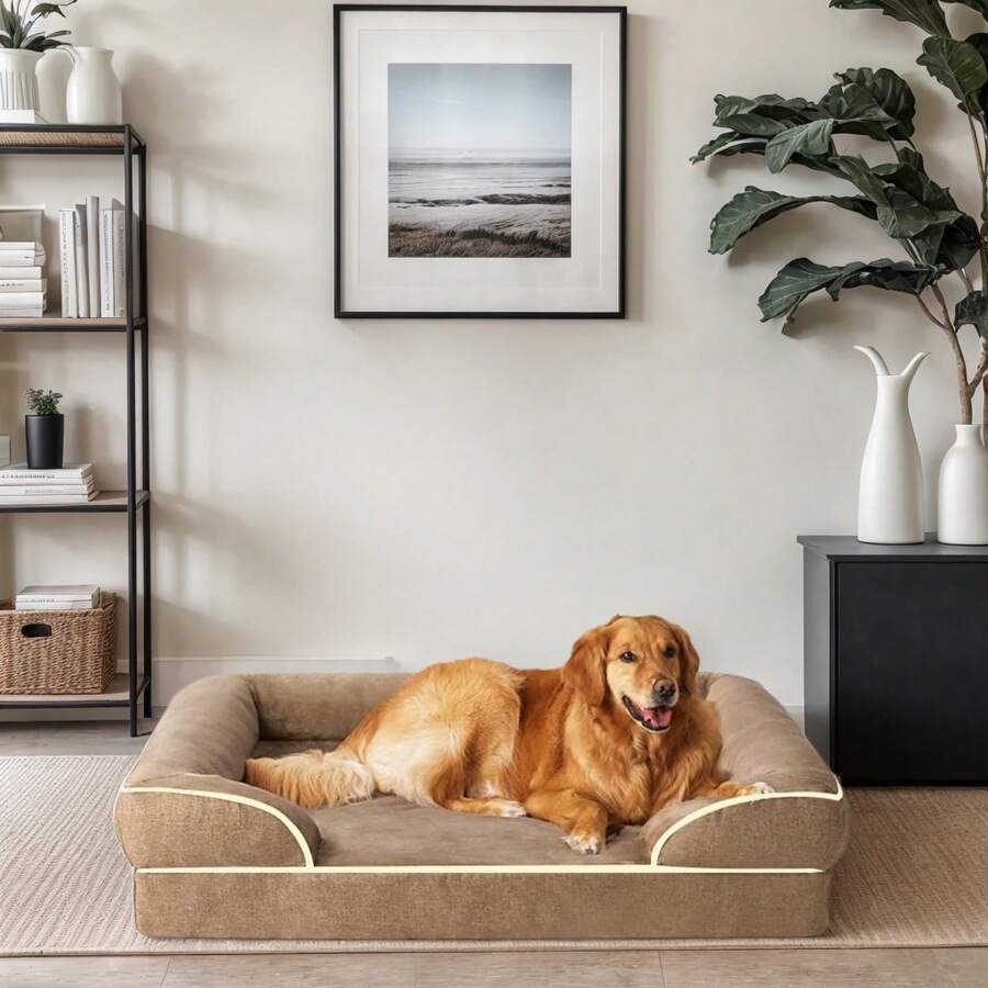 Extra-Large Waterproof Dog Bed - Memory Foam, Soft And Elastic Super ...