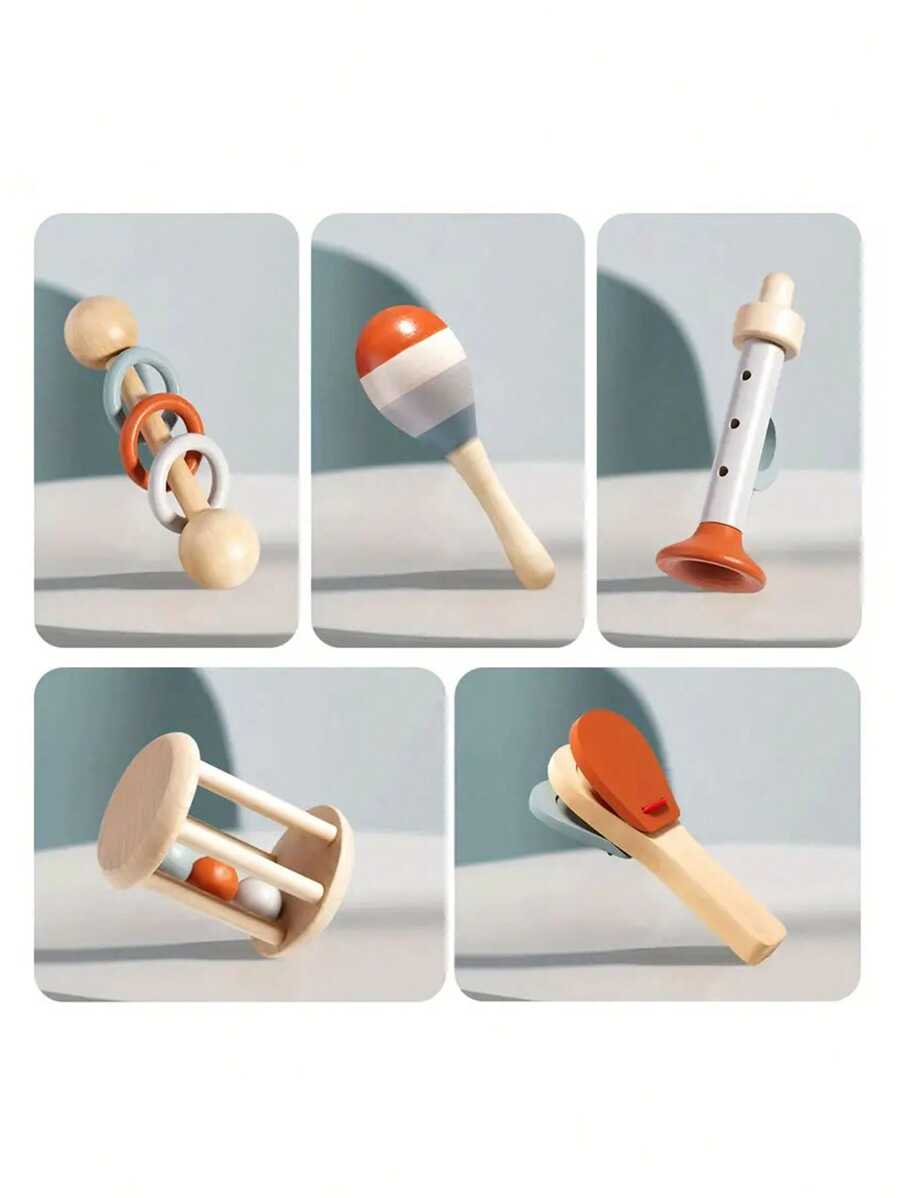 Conjunto de Brinquedos de Instrumentos Musicais de Madeira: Instrumentos de Percussão para ...