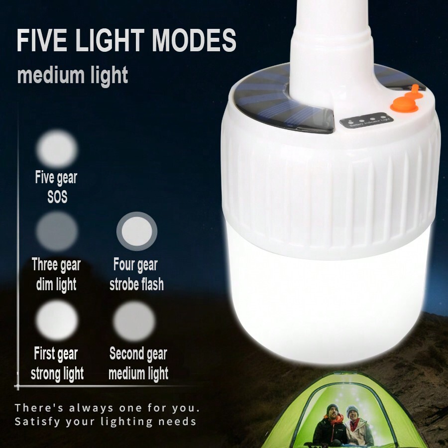 1pc Solar Rechargeable LED Light Bulb With Remote Control Rechargeable ...