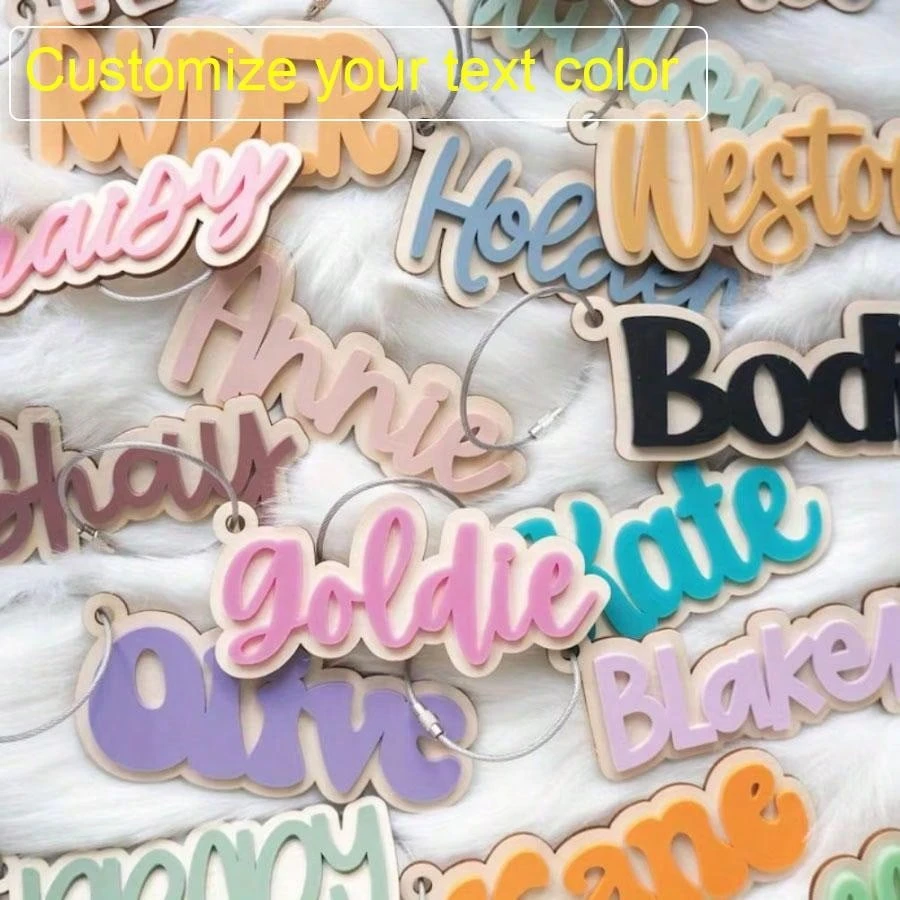 Acrylic Personalized Backpack Name Tag, Vintage Style Acrylic Keychain ...