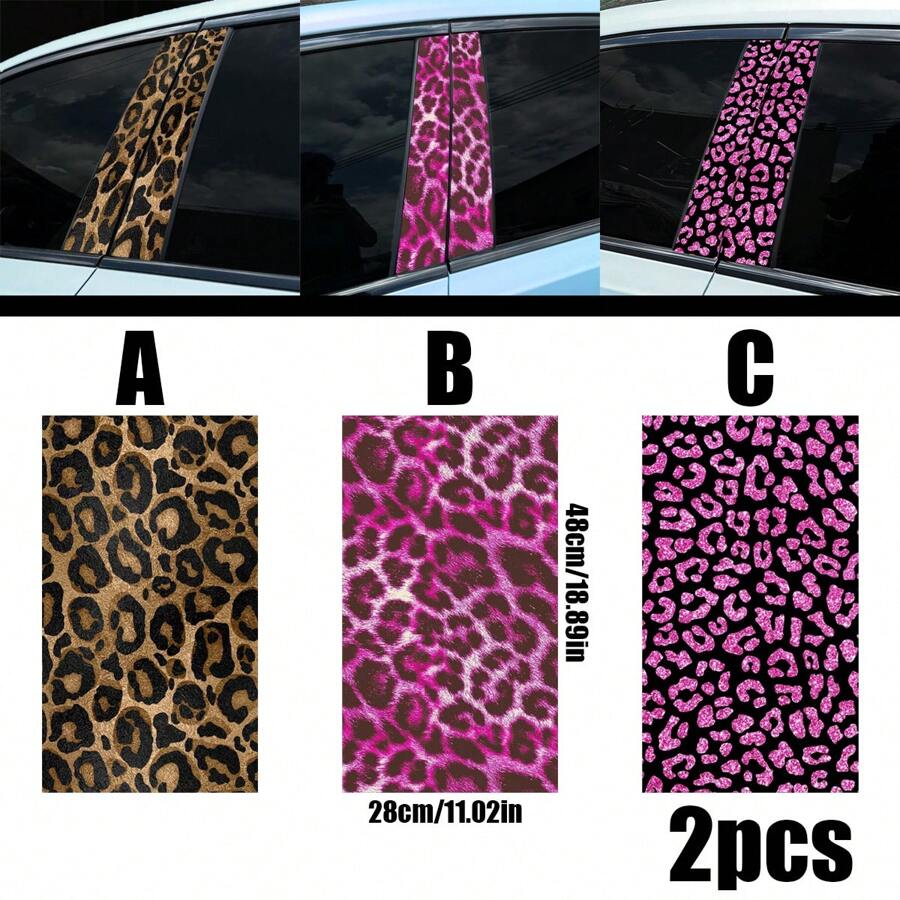 Leopard Print Car Stickers Auto B Pillar Waterproof Center Column ...