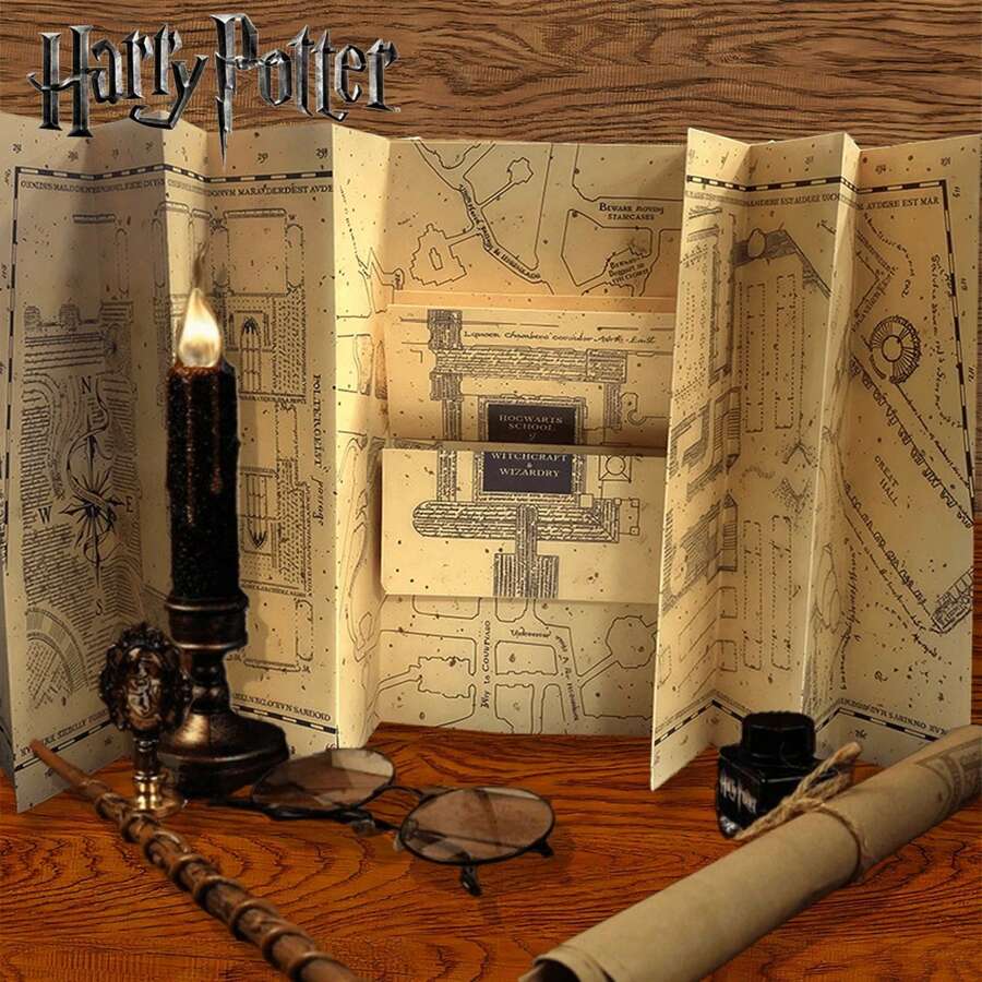 Harry Potter 1 pieza Mapa oficial con licencia de Hogwarts, el Mapa del Merodeador de la Escuela ...