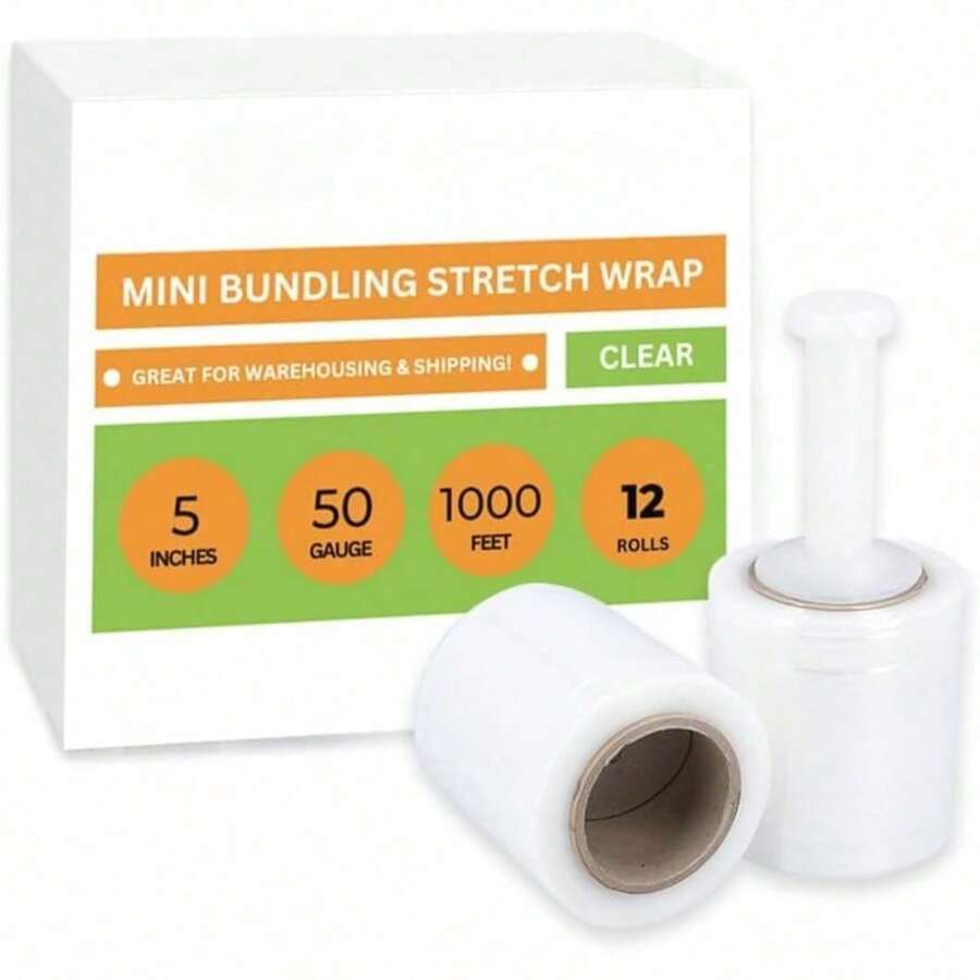 Mini Stretch Wrap For Packing With Handles, 12 Pack, 5 Inch X 1000 Feet ...