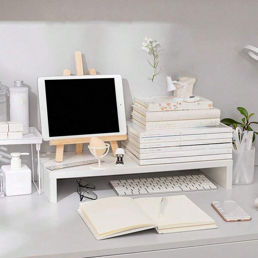 1pc Elevated Shelve For Computers And Laptops, Office Desk Storage ...