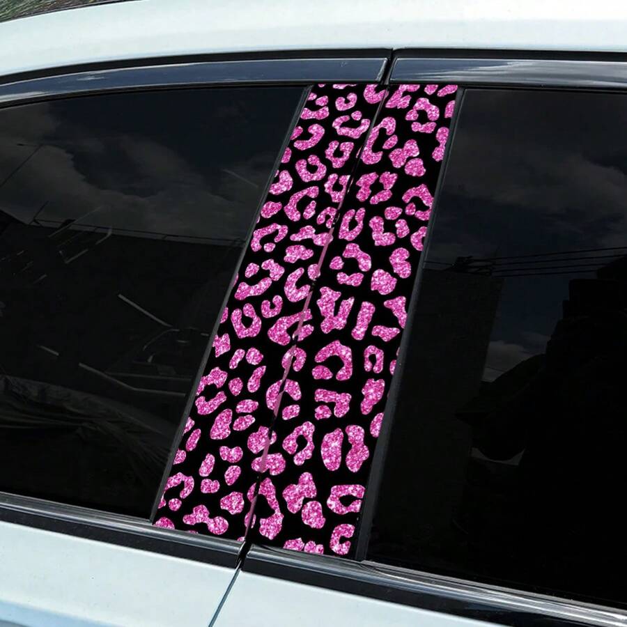 Leopard Print Car Stickers Auto B Pillar Waterproof Center Column ...