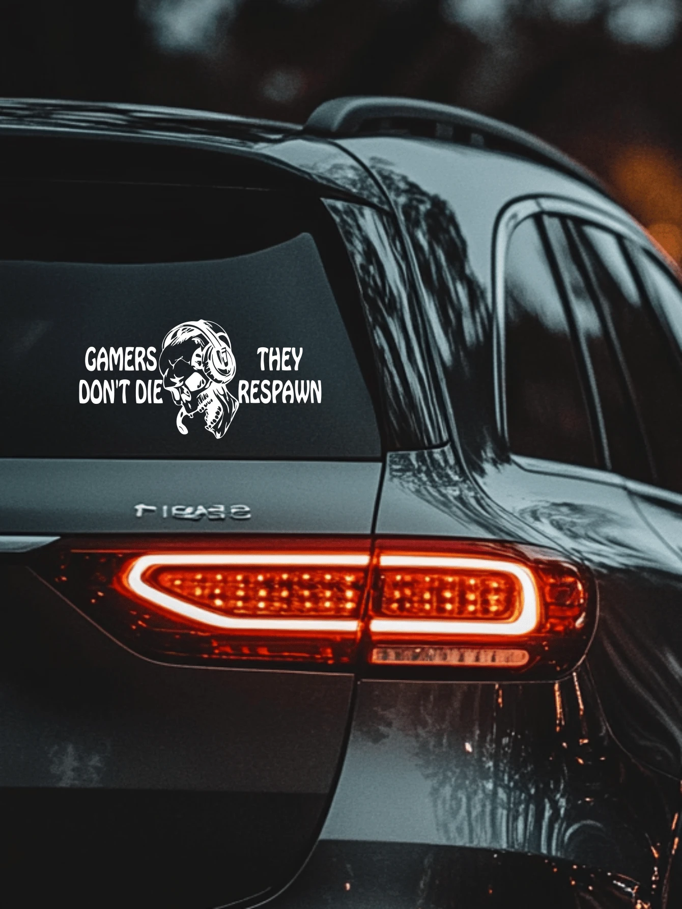 Gamer Car Sticker Set - Includes Headphone Skull Decal, Skull Hand ...