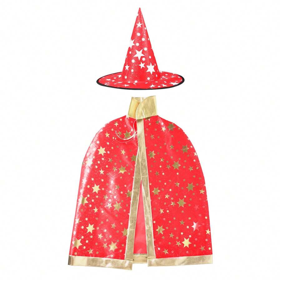 Halloween Wizard Cape, Magician Hat With Hat Cape Wizard For Cosplay ...