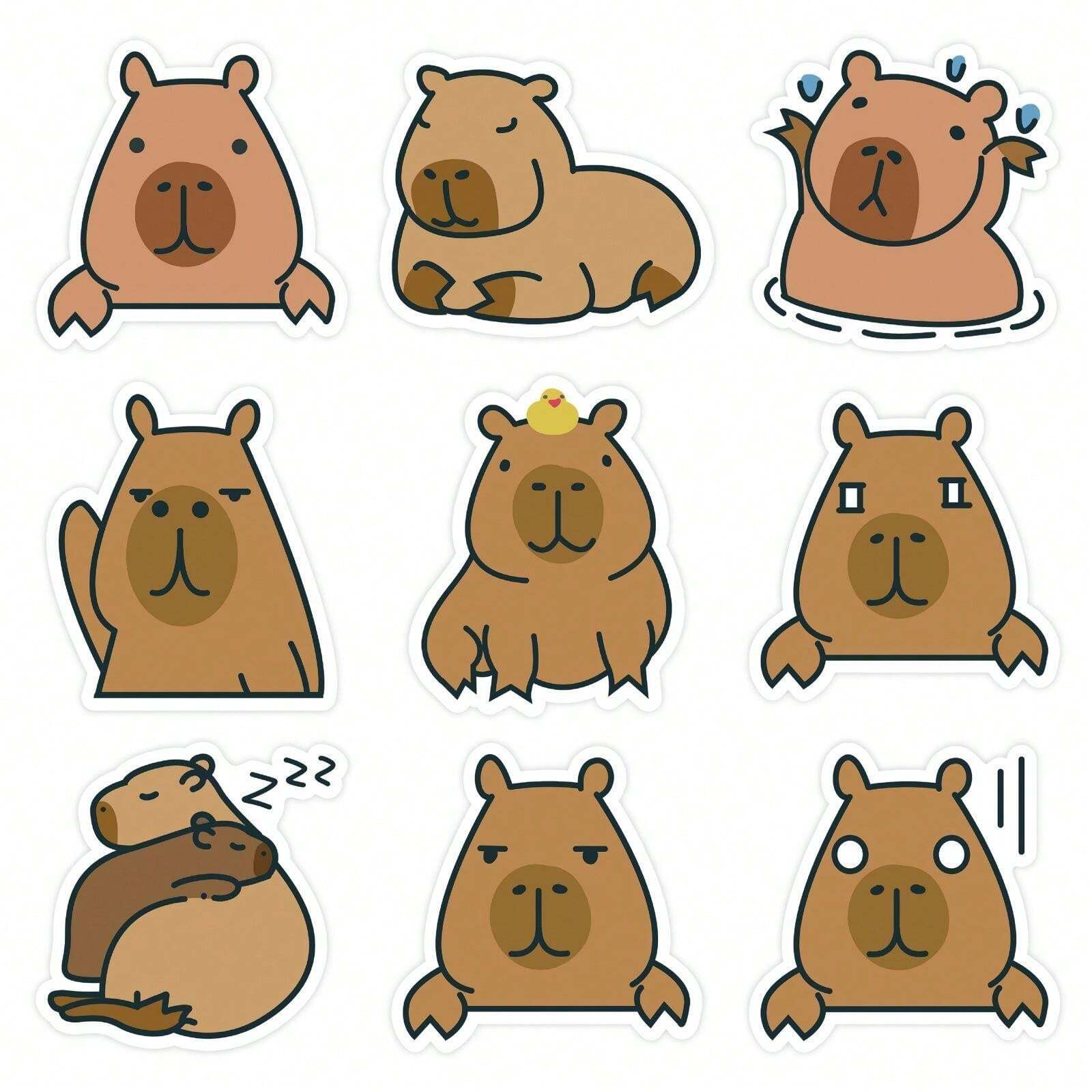 60PCS Cute Cartoon Capybara Stickers For Scrapbook, Diary, Laptop ...
