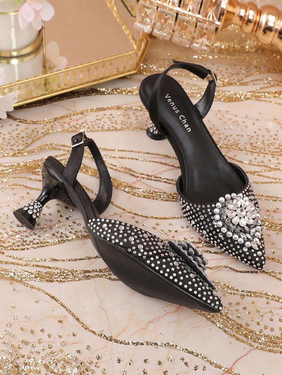 Venus Chan Salto alto preto para casamento feminino, design italiano ...