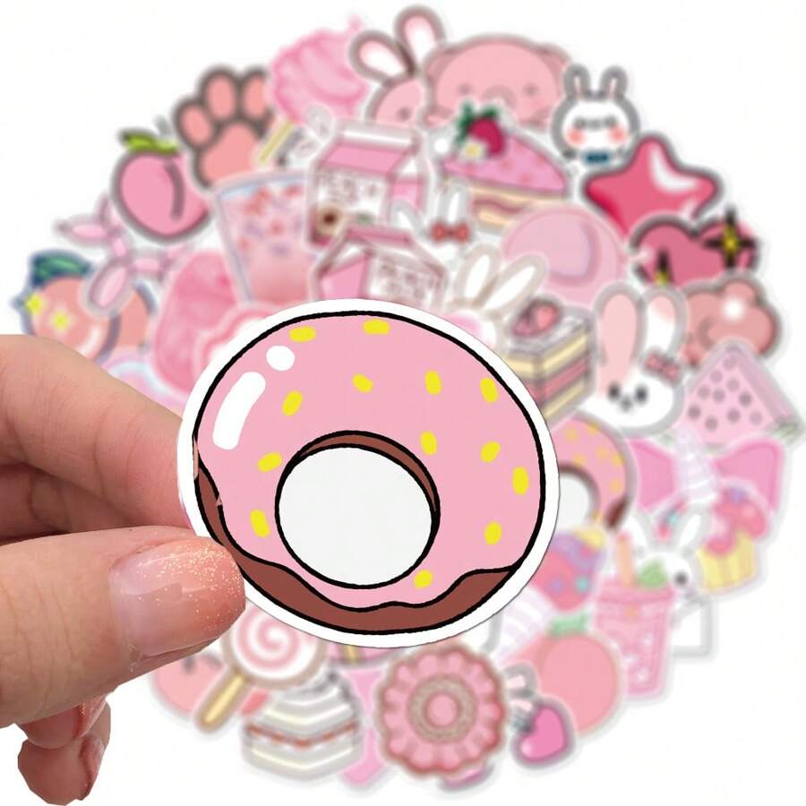 50 Pieces Cute Pink Stickers For Laptop Water Bottle, Vinyl Waterproof ...