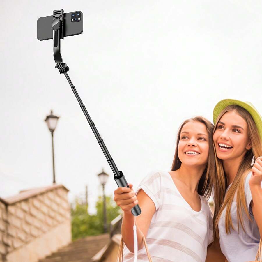 42.7in Selfie Stick Tripod With Front & Rear Lights, Detachable Remote ...