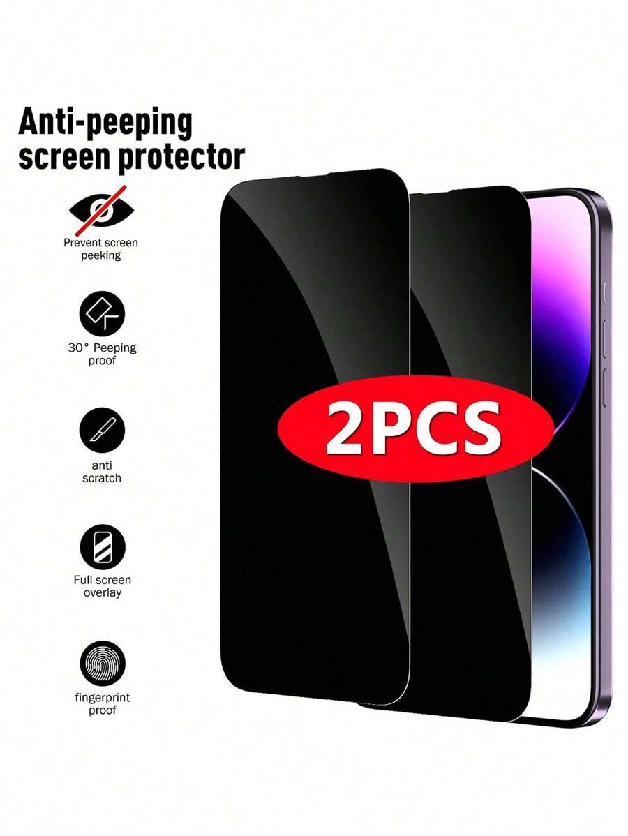 2pcs Degree Privacy Tempered Glass Compatible With IPhone 16 Pro Max ...