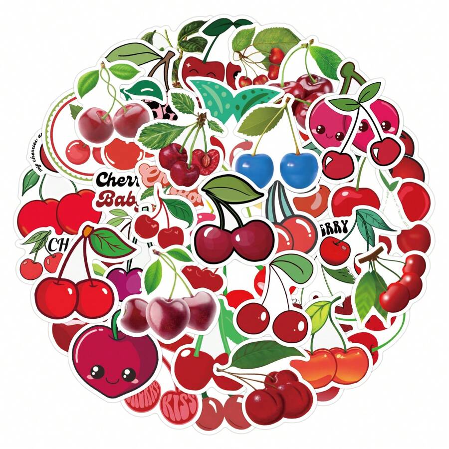60Pcs Cherry Stickers Fruit Stickers Cute Stickers Red Stickers Reward ...
