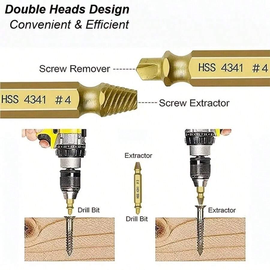 Damaged Screw Extractor Set HSS Drill Bit Stripped Broken Remover Small ...