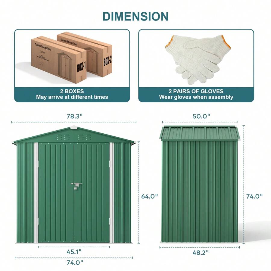 6 Ft X 4 Ft Outdoor Metal Tool Storage Shed, Sloping House With ...