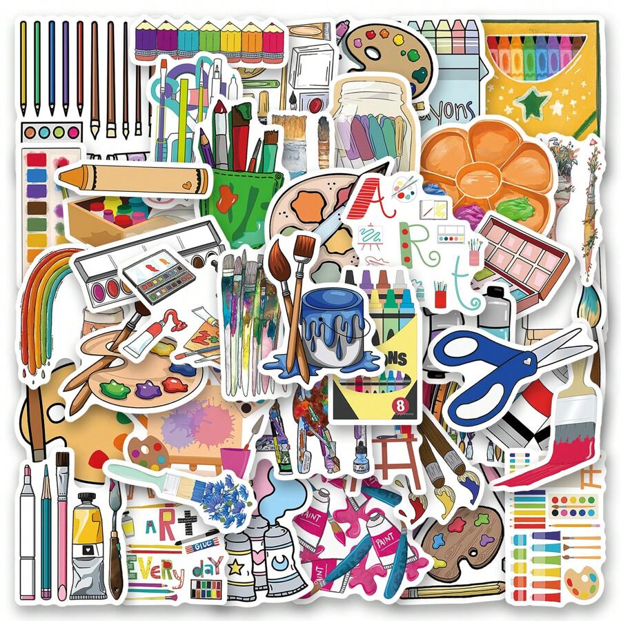50PCS Painting Tools Stickers Vinyl Aesthetics Stickers For ...