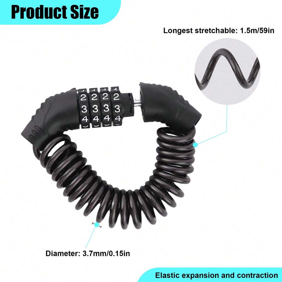 Bike Lock, Cable Bicycle Lock, Bike Locks Heavy Duty Anti Theft, Small ...