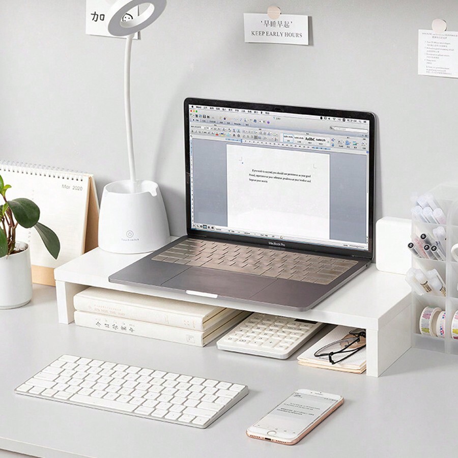 1pc Elevated Shelve For Computers And Laptops, Office Desk Storage ...