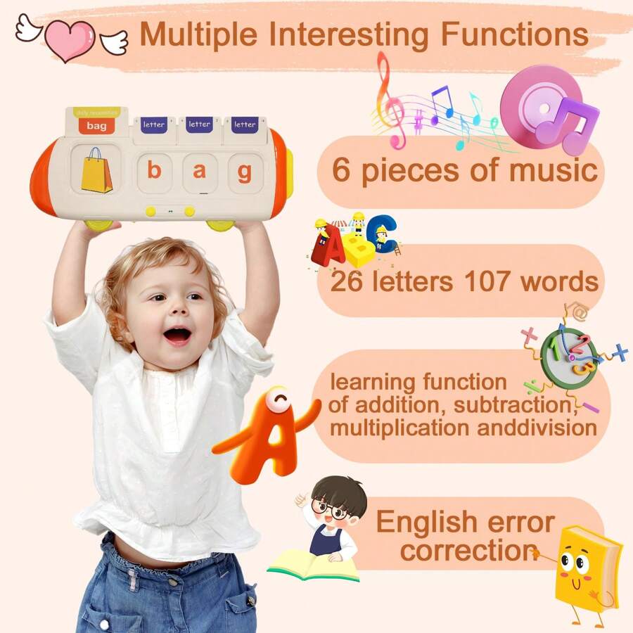 Phonics Talking Flash Cards For Toddlers 2 3 4 5 6 7 8, Word Spelling ...