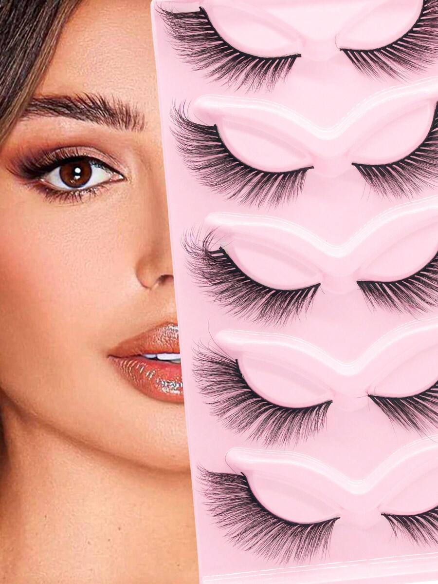 5pairs See Through Cat Eye Cartoon 3D Transparent Natural Long False ...