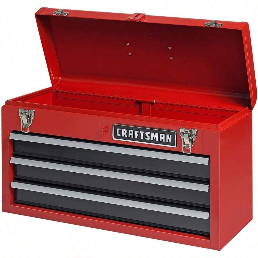 3-Drawer Metal Portable Chest Toolbox Red | SHEIN