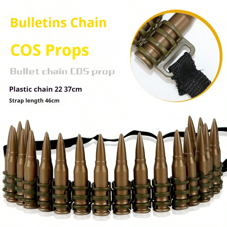 1pc Realistic Fake Machine Gun Bullet Chain, Pirate Props Plastic ...