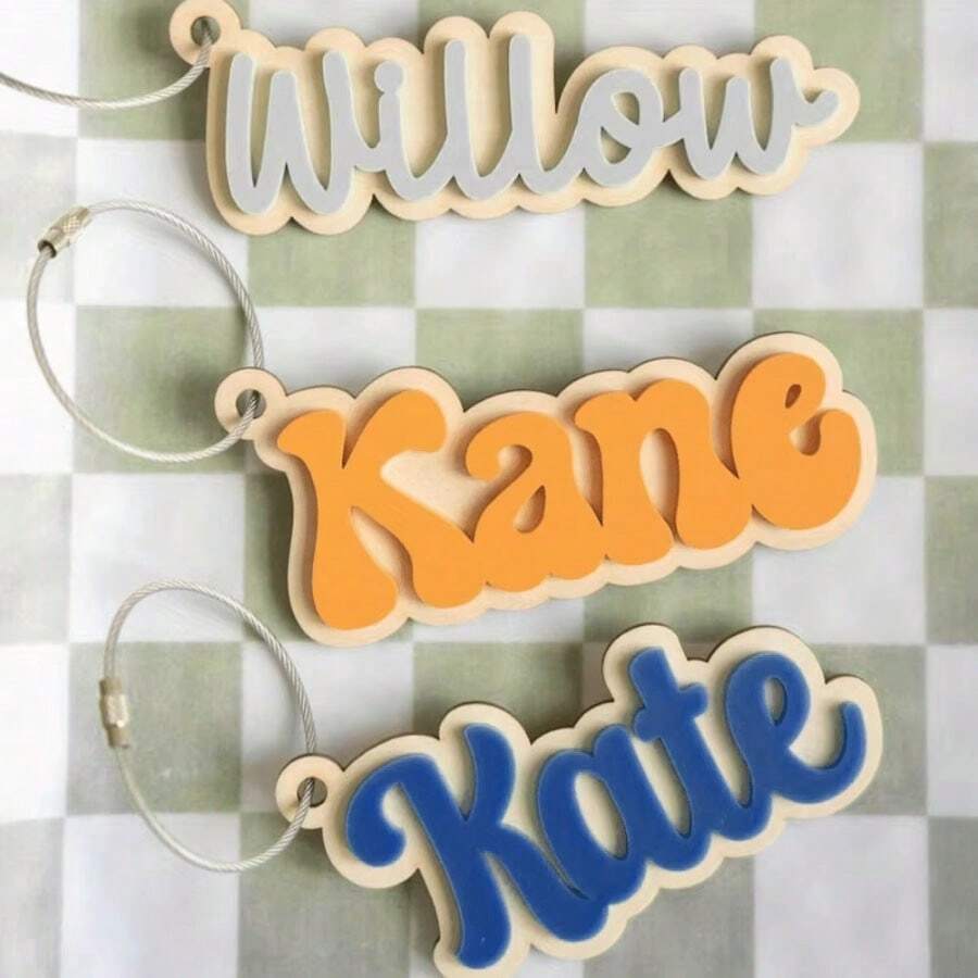 Acrylic Personalized Backpack Name Tag, Vintage Style Acrylic Keychain ...