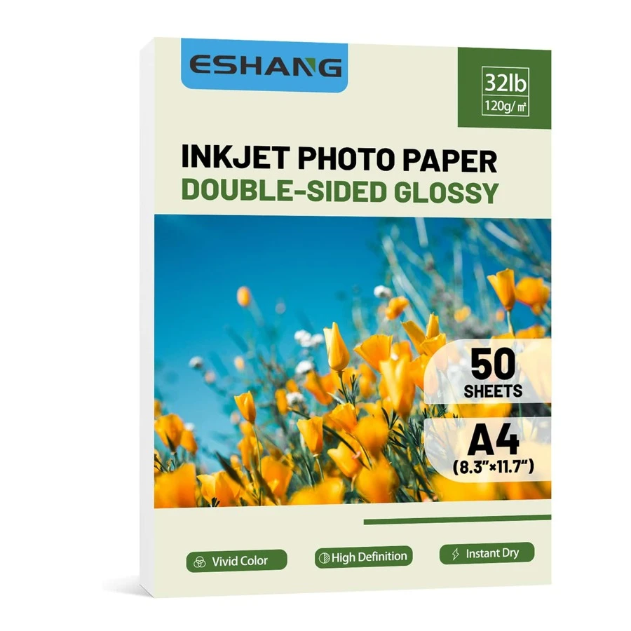 50 Sheets A4 Size Premium Double-Sided Glossy Photo Paper, 120GSM, 8.3 ...