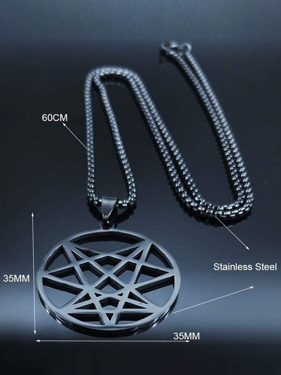 Nine Angles Satan Hidden Black Stainless Steel Pendant Necklace O9a ...