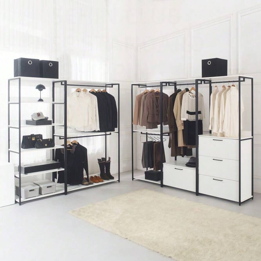 Fiona Wood And Metal Walk-In Closet With One Drawer,Glint | SHEIN PT