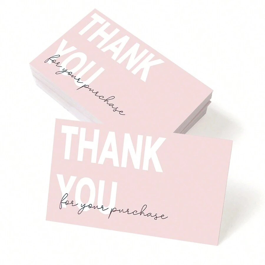 50pcs Pink Thank You Card, Blank Greeting Card, Thank You For Your ...