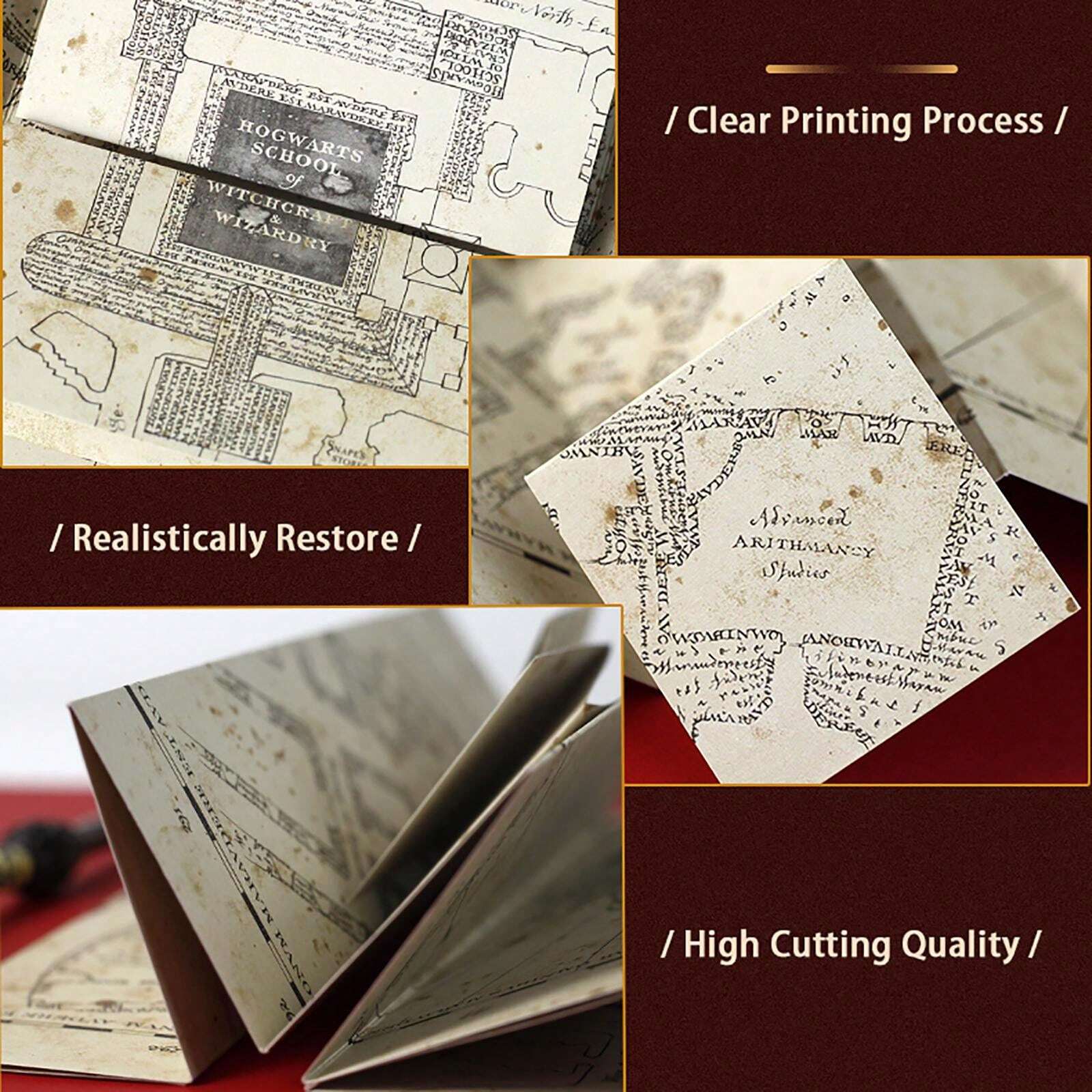 Harry Potter 1 pieza Mapa oficial con licencia de Hogwarts, el Mapa del Merodeador de la Escuela ...