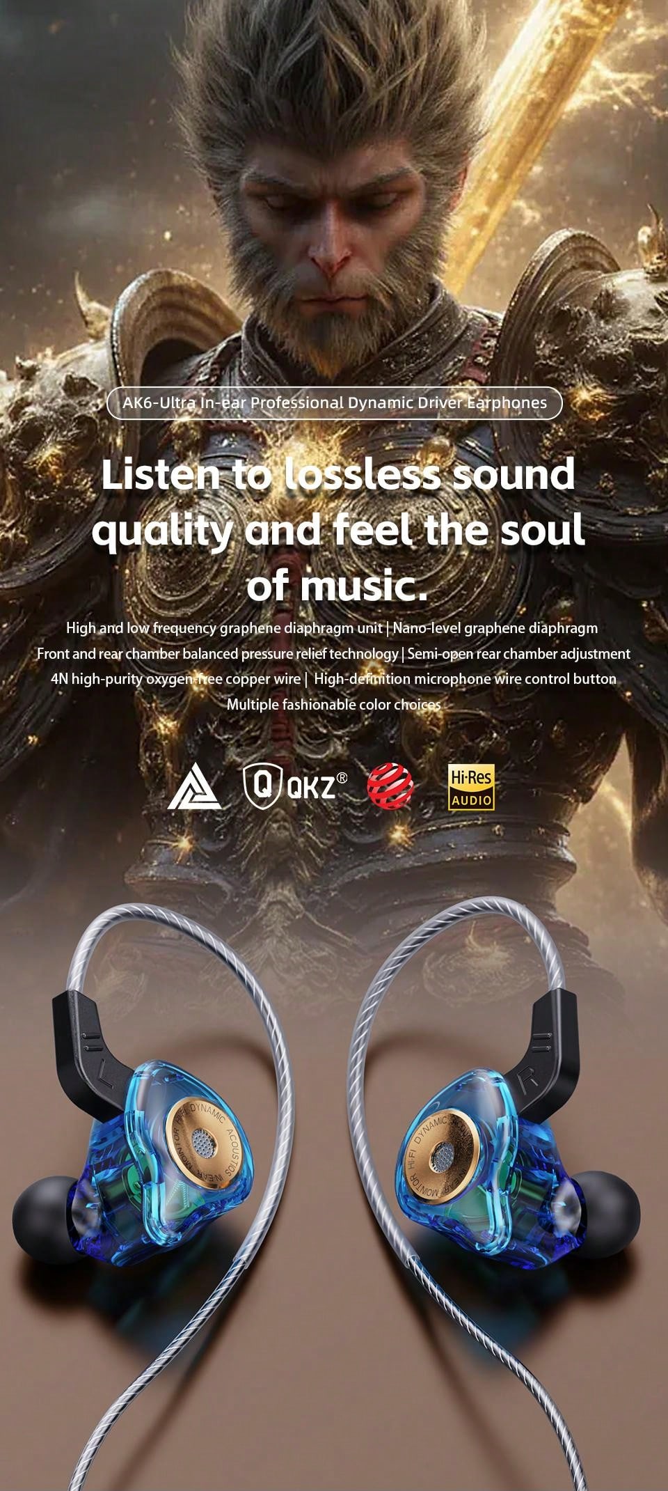 QKZ Auricular intrauricular original QKZ ZX3 AK6-Ultra con controlador ...