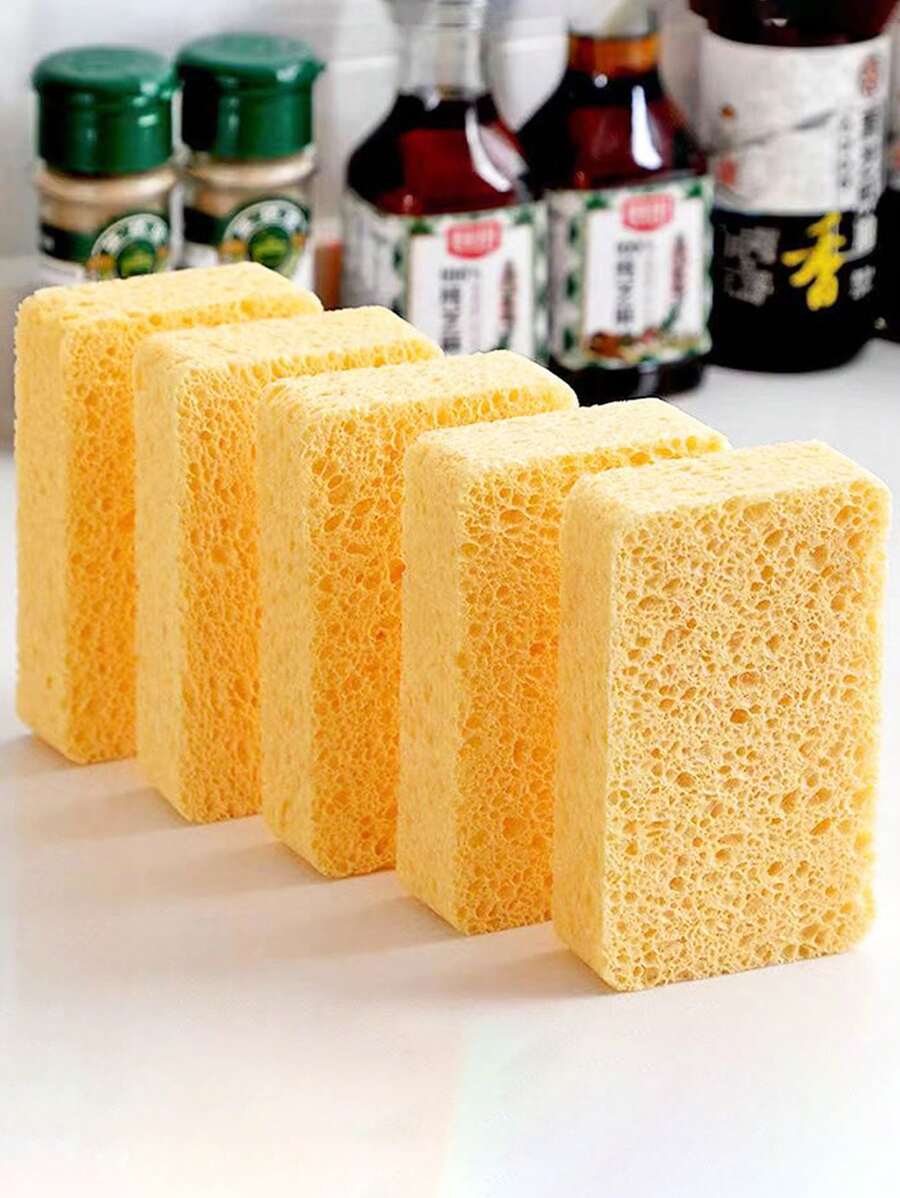 1/6pcs Kitchen Dish Washing Sponge, Wood Pulp Non-Stick Oil, Magic Wipe ...
