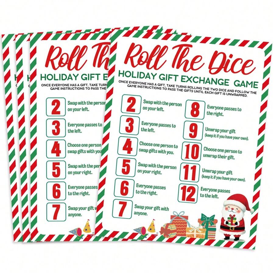 4pcs Roll The Dice Gift Exchange,Christmas Gift Exchange Dice Game ...