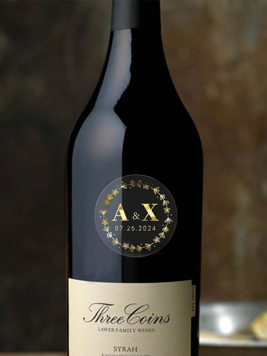 30/60/120/240pcs Personalized Transparent Labels With Gold Leaf ...