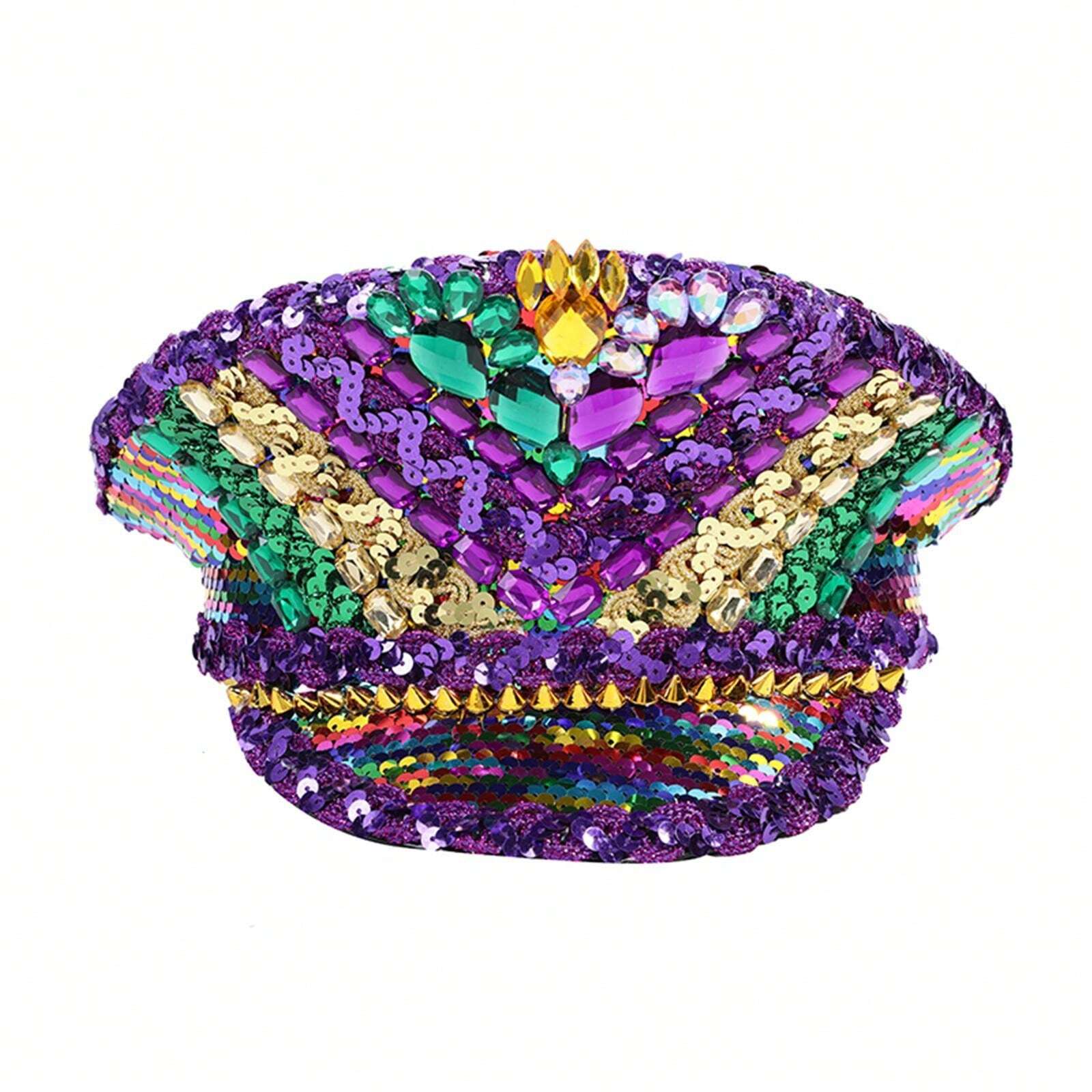 Glitter Colorful Sequin Captain Hat Carnival Military Hat Music ...