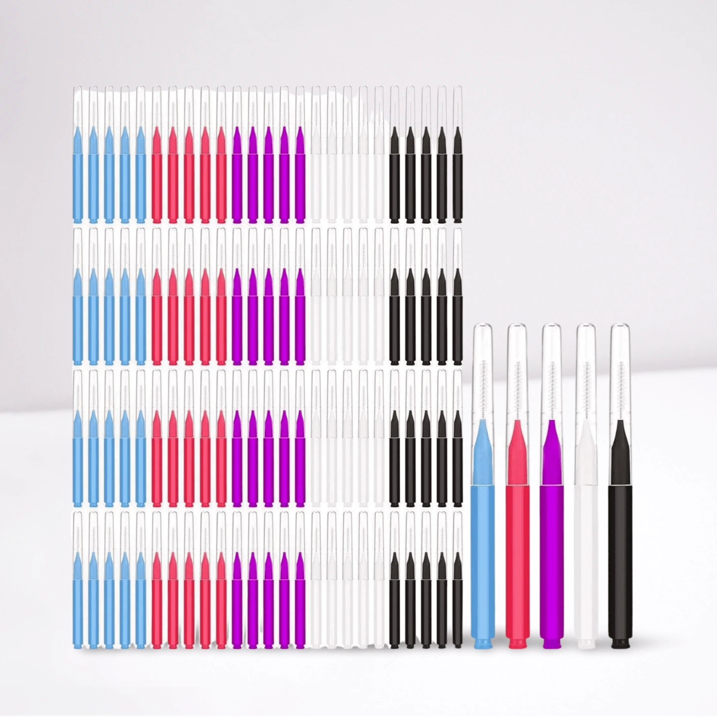 100-Piece Micro Eyebrow Brush Set With Caps: Multifunctional Brow ...
