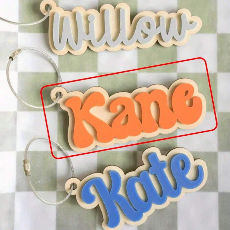 Acrylic Personalized Backpack Name Tag, Vintage Style Acrylic Keychain ...