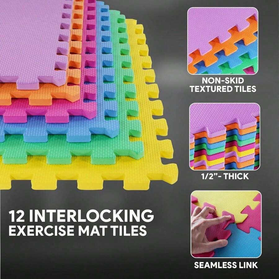 Puzzle Exercise Mat With EVA Foam Interlocking Tiles For MMA, Exercise ...