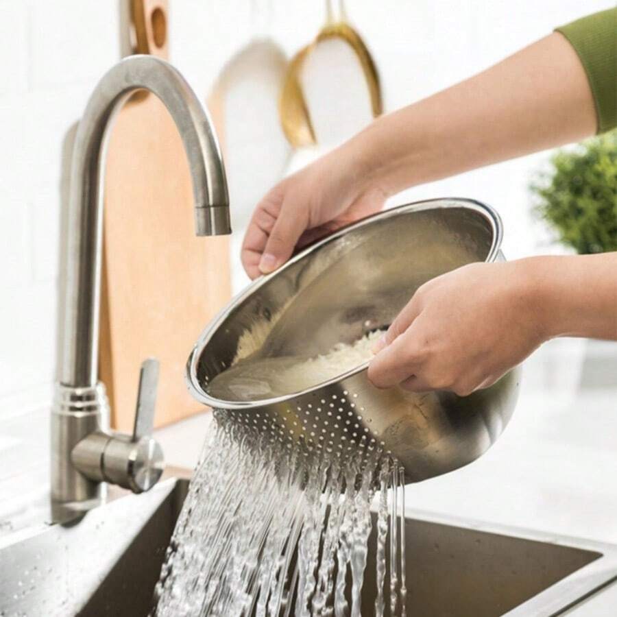 Stainless Steel Slanted Wash Basin, Thick Rice Washing Strainer ...